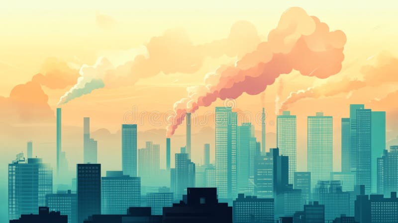 Urban Air Pollution Cartoon Illustration Stock Illustration ...