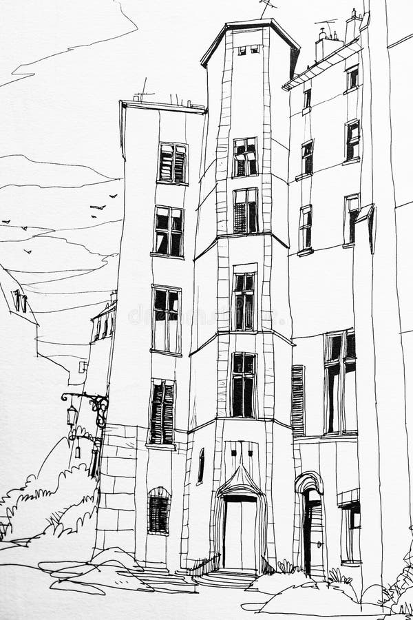 Urban Architectural Coloring Building and Infrastructure in Black and ...