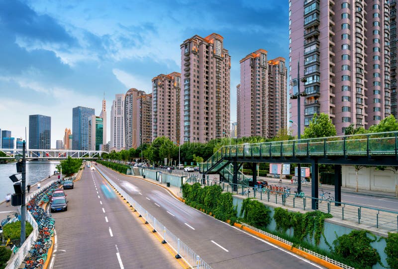 Urban Architectural Landscape in Tianjin, China Stock Image - Image of ...