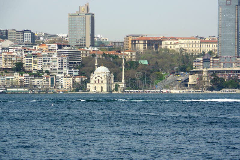 Urban Architecture Along the Riverside of a Wide River Stock Photo ...