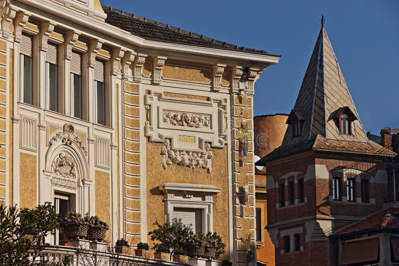 Urban architecture in Rome stock image. Image of designing - 170608729