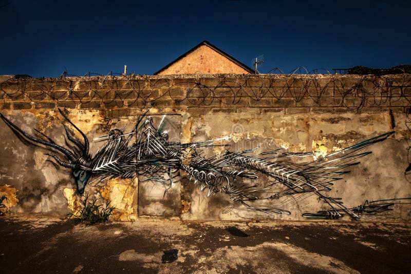 Urban Art in the City. Graffiti on a Building Wall. Stock Image - Image ...