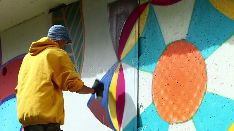 Urban Art - Guy Drawing Graffiti on Wall Stock Footage - Video of ...