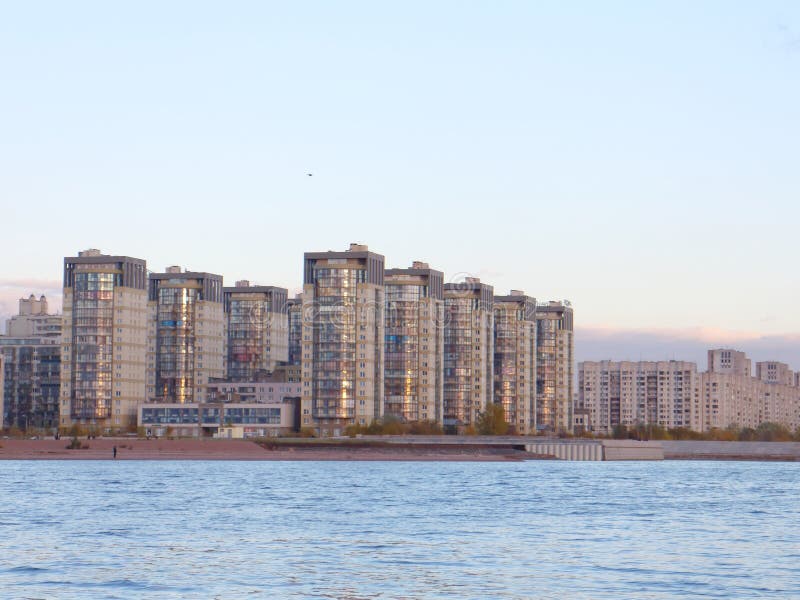 Urban Blocks High-rise Buildings on the Beach Stock Image - Image of ...