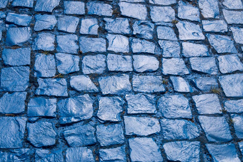 Urban Blue Cobblestone Background Texture Stock Photo - Image of ...