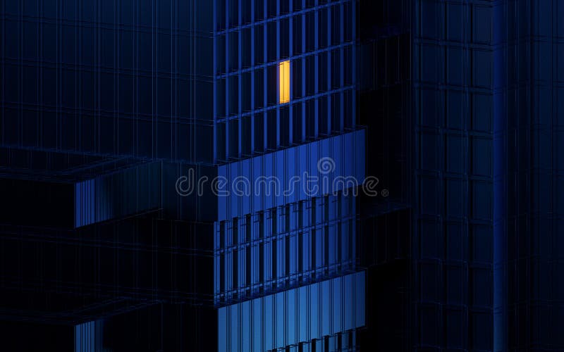 Urban Building at Night, Modular Building,3d Rendering Stock ...