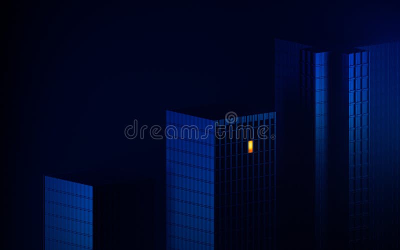 Urban Building at Night, Modular Building,3d Rendering Stock ...