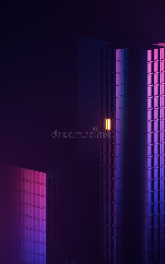 Urban Building at Night, Modular Building,3d Rendering Stock ...