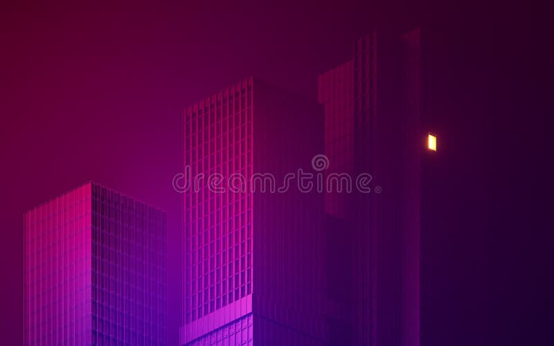 Urban Building at Night, Modular Building,3d Rendering Stock ...