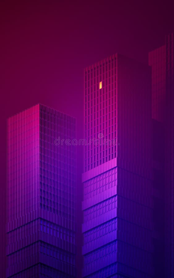 Urban Building at Night, Modular Building,3d Rendering Stock ...