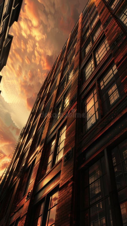 Urban Building at Sunset with Dramatic Clouds Stock Photo - Image of ...
