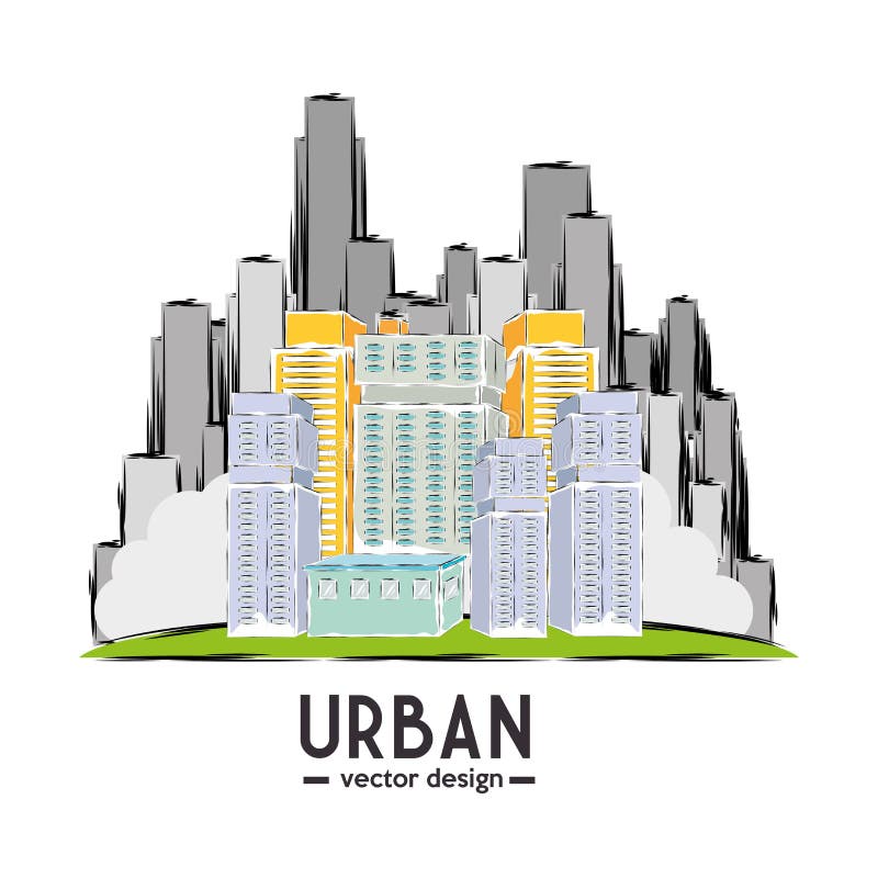Urban buildings graphic stock illustration. Illustration of colorful ...