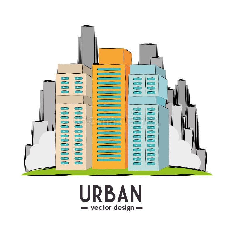 Urban buildings graphic stock illustration. Illustration of ...