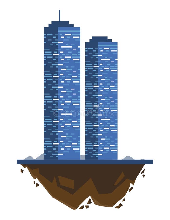 Urban Buildings in Terrain Ground Stock Vector - Illustration of ...