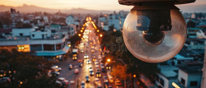 Urban CCTV Security Camera System Wide City View - AI Generated Stock ...