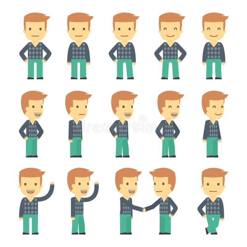Urban Character Set in Different Poses. Simple Stock Vector ...