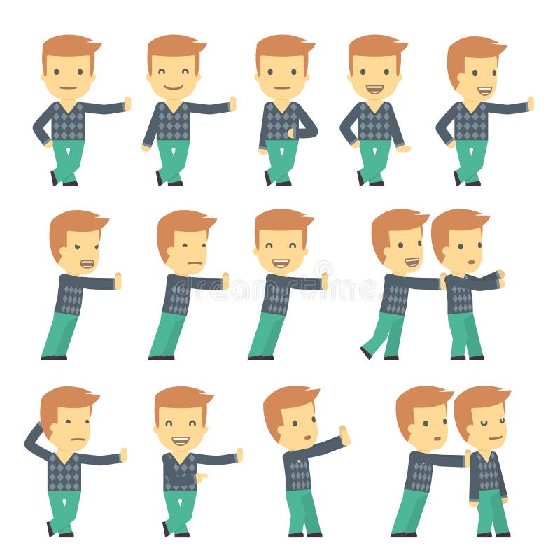 Urban Character Set in Different Poses. Simple Stock Vector ...