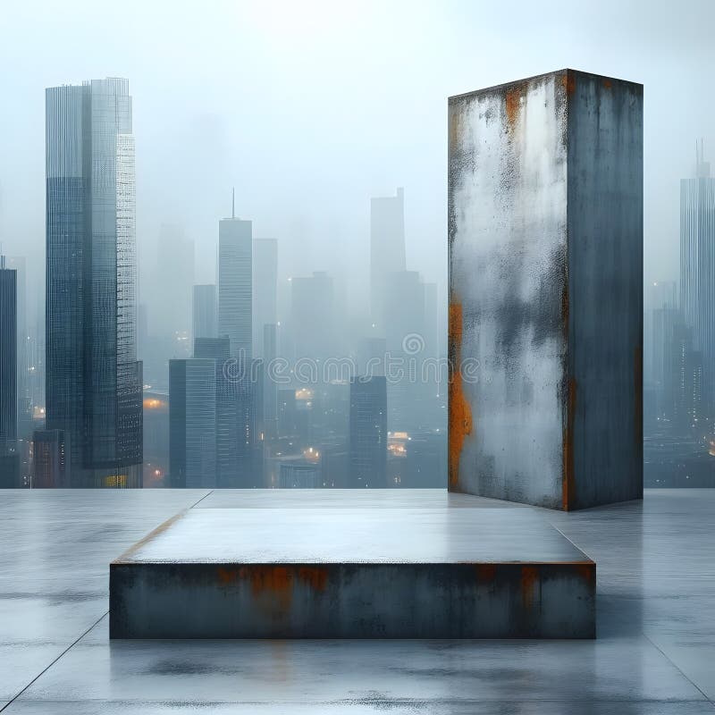 Urban Chic Metal Podium with Concrete Textures and Artistic Square ...