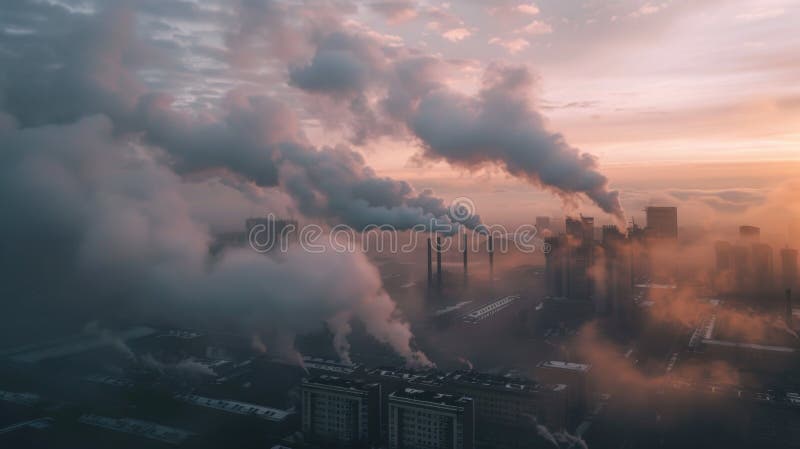 Urban Cityscape with Heavy Smoke Emission, Suitable for Environmental ...
