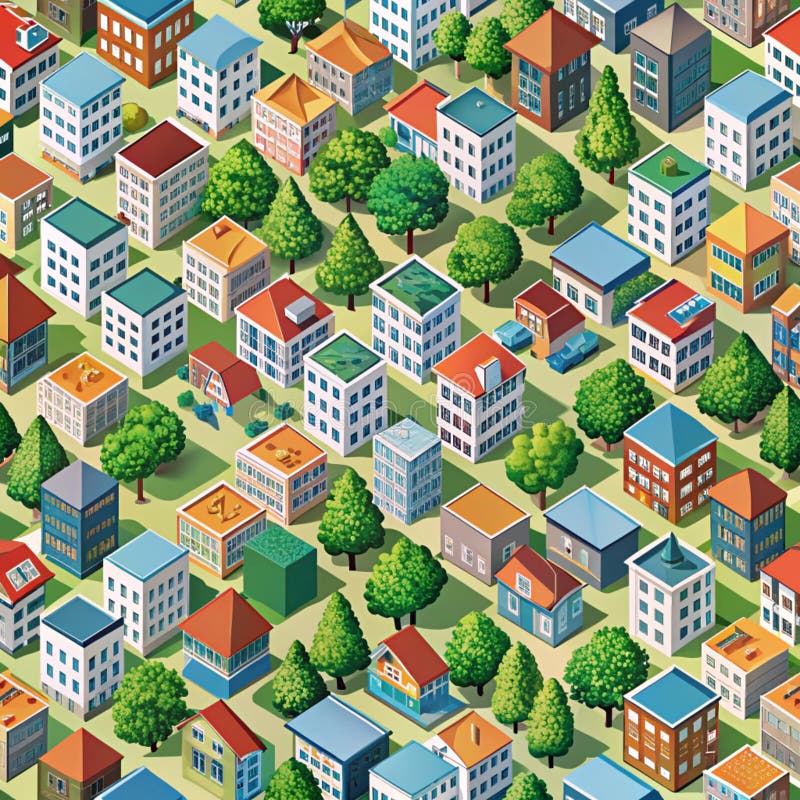 Urban Cityscape Isometric View Stock Illustration - Illustration of ...