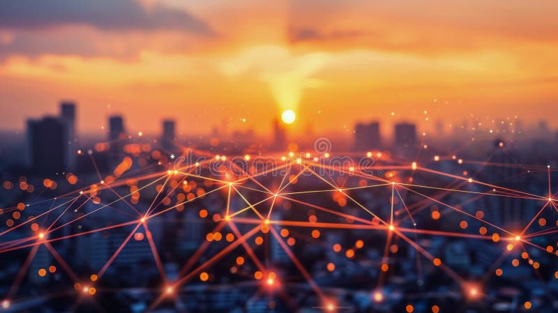 Urban Cityscape with Lines and Dots Stock Photo - Image of pattern ...