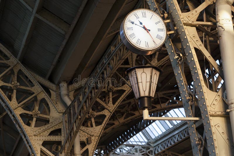 Urban Clocks on Trainstaion Construction. Stock Photo - Image of ...