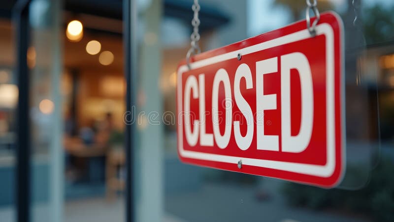 Urban Closure Vibrant Storefront with CLOSED Sign Stock Illustration ...