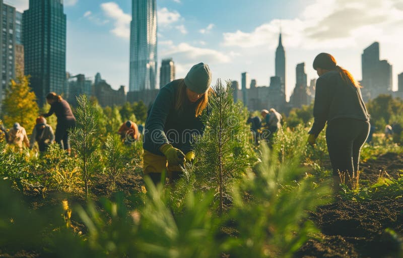 Urban Reforestation Project Stock Illustration - Illustration of ...