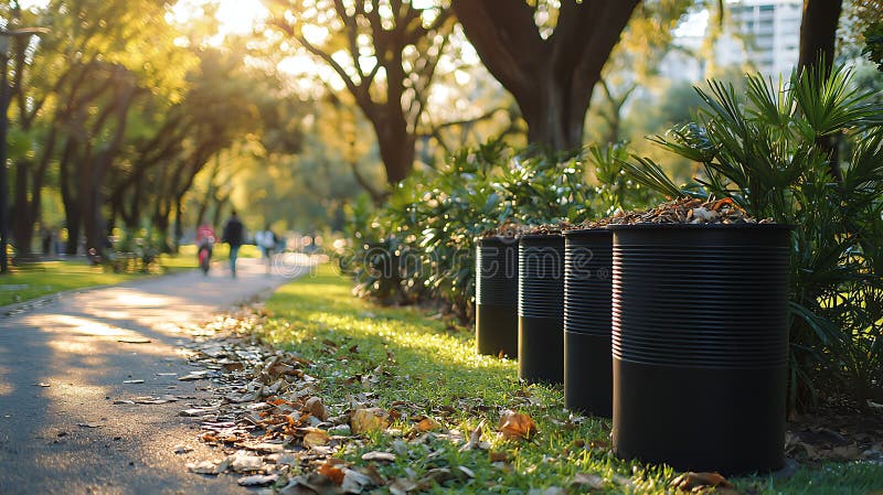 Urban Compost Bins Made of Recycled Materials in Sunny Park Setting ...