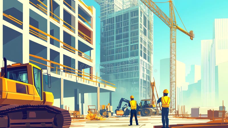 Urban Construction Illustration: Skyscraper Development Stock Image ...