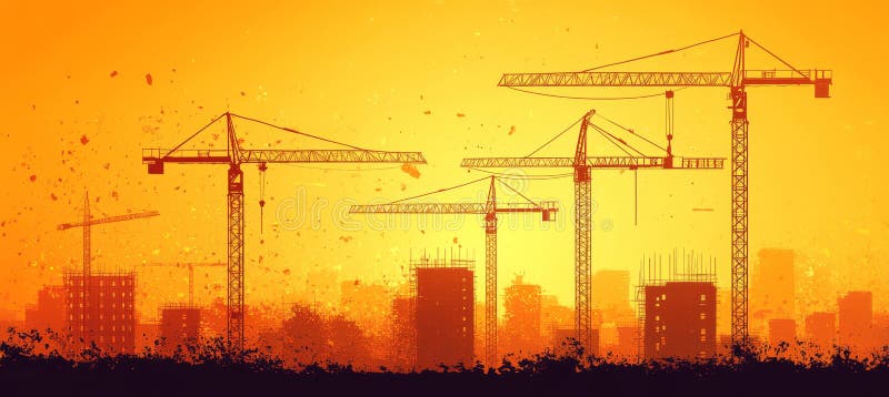 Urban Construction Landscape, Dynamic Cranes and Scaffolding Patterns ...