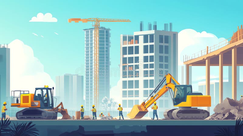 Urban Construction Site Illustration Stock Image - Image of city ...