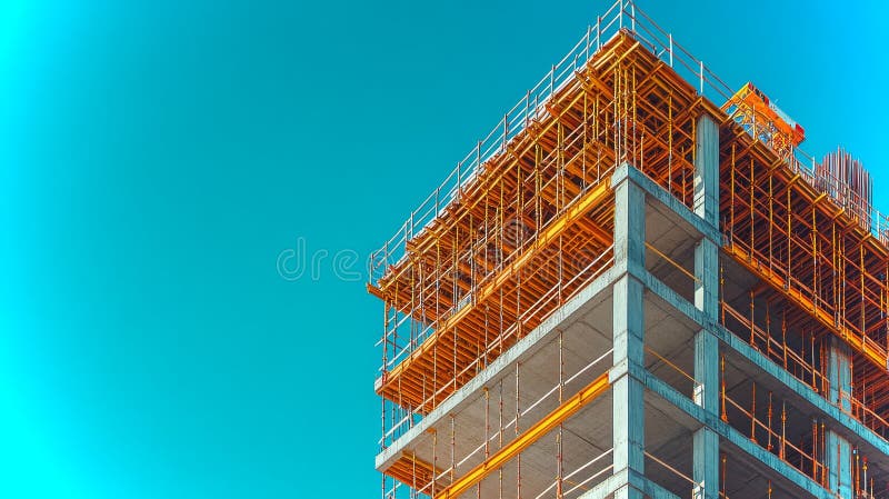 Urban Construction Site Progress Featuring Scaffolding and Building ...