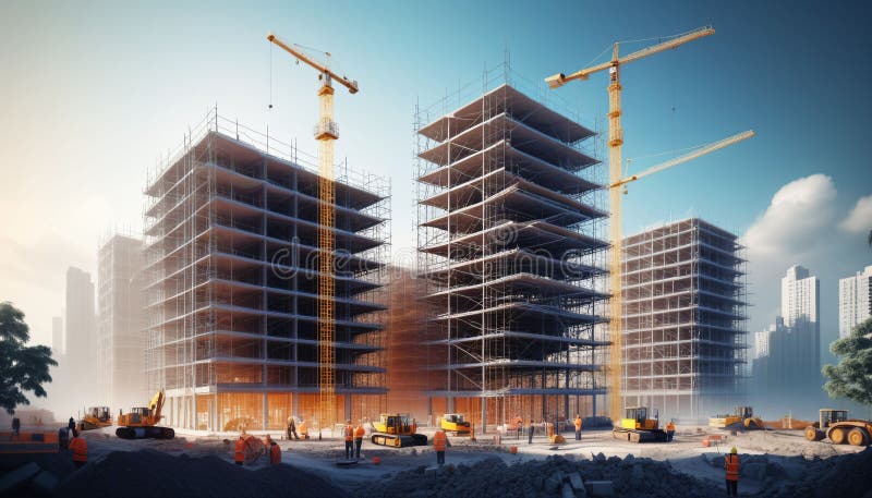 Urban Construction Visions Becoming Concrete Reality Stock Illustration ...