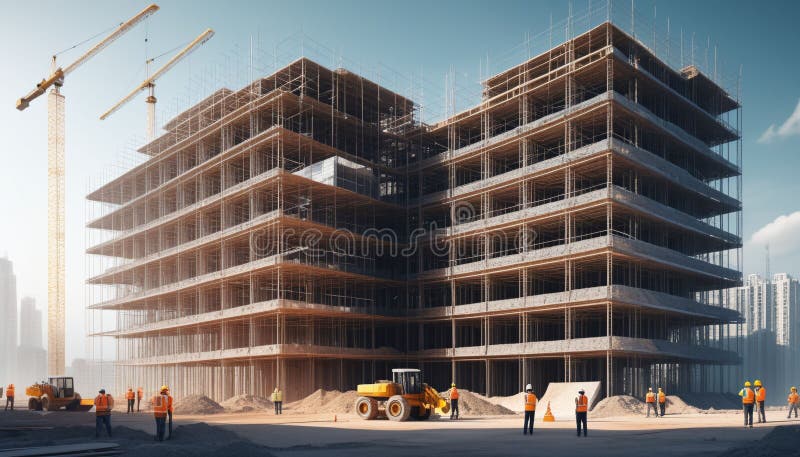 Urban Construction Visions Becoming Concrete Reality Stock Illustration ...