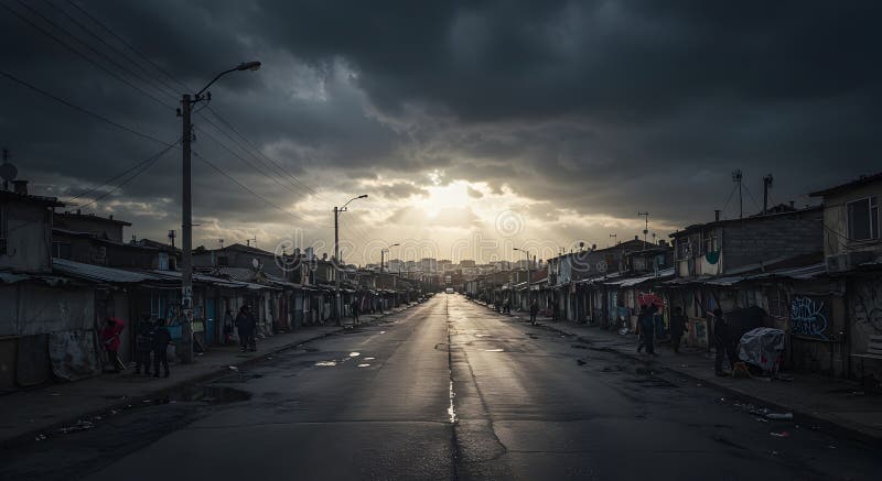 Urban Contrast: Sunlight Piercing through Dramatic Clouds Over ...