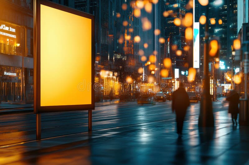 Urban 3D Mockup for Wall Display in City Scene Stock Illustration ...