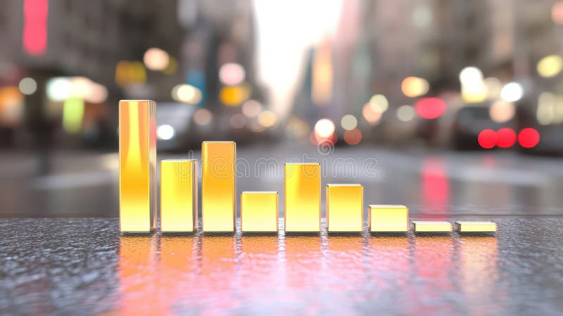 Urban Data Analysis, Closeup View of City Street with Bar Chart ...