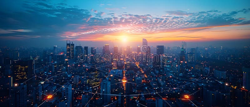 Urban Dawn: 5G-Enabled Smart City Connectivity. Concept Urban ...