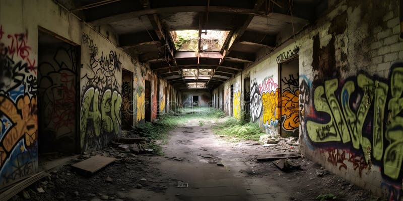 Urban Decay Abandoned Buildings Graffiti Rust Generative AI Stock ...