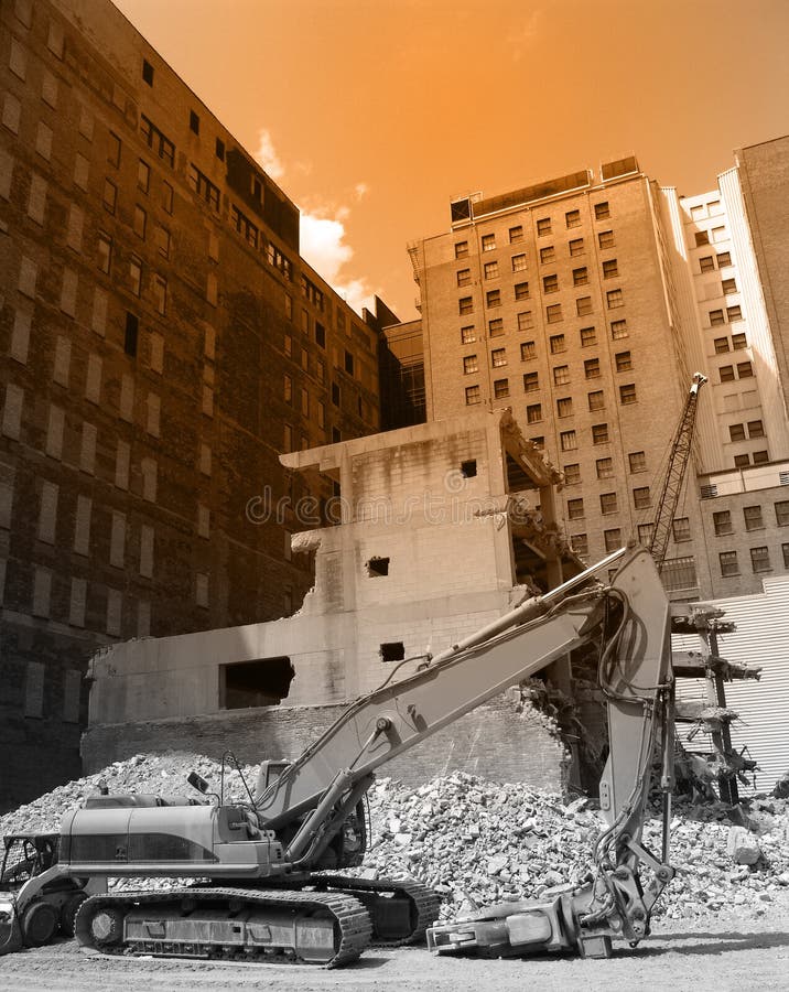 Demolition Work Background - Construction Waste And Debris Stock Image ...