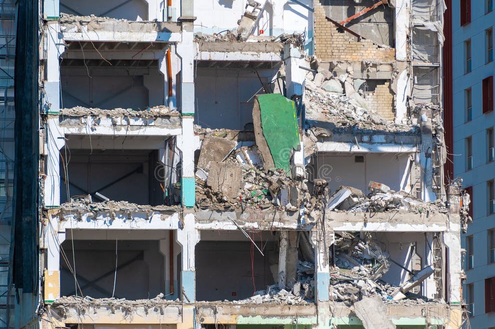 Urban Demolition of Partially Standing Building Structure Stock Image ...