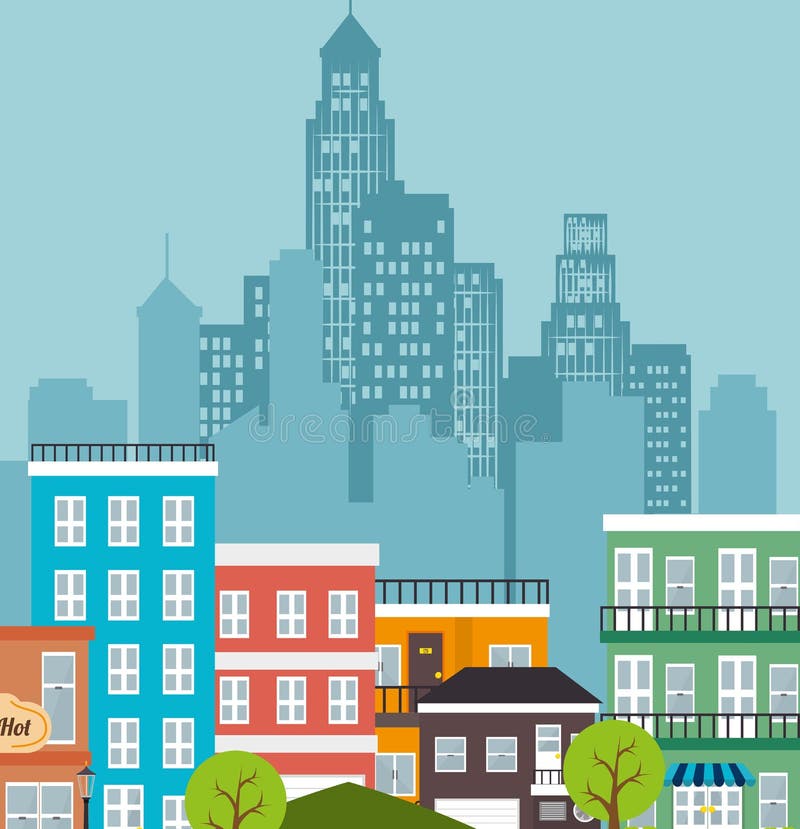 Urban design. stock vector. Illustration of lawn, build - 58822590