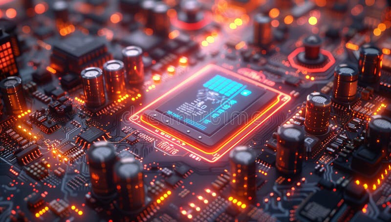 Urban Design Event Showcasing Electric Blue Computer Chip on ... Urban Design Event Showcasing Electric Blue Computer Chip on ...