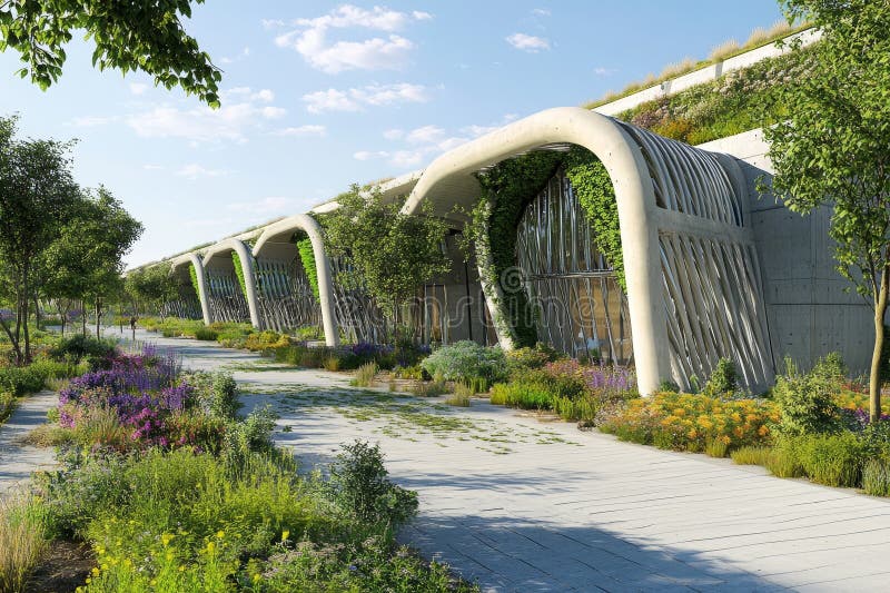 Urban Design Featuring Eco-friendly Elements. Stock Image - Image of ...