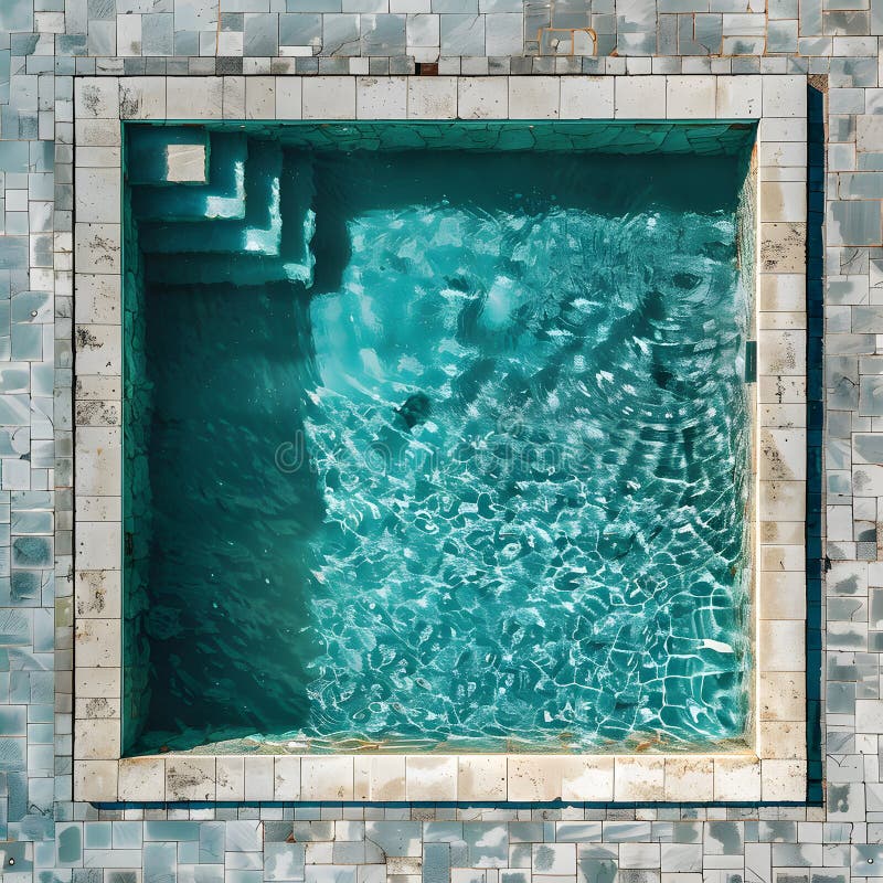 Aqua Rectangle Pool with Azure Water Seen from Above in Urban Design ...
