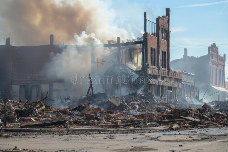 Urban Devastation: Aftermath of a Building Fire Stock Image - Image of ...