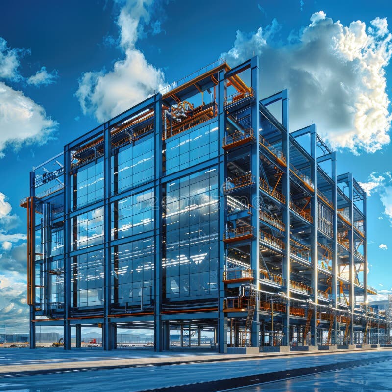 Urban Development: Blue-Tinted Concrete and Steel. Stock Illustration ...