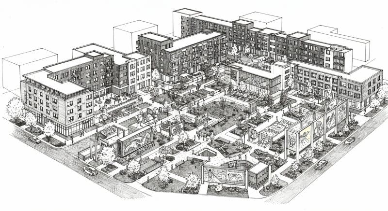Urban Development Concept Illustration Showcasing a Modern Apartment ...