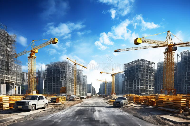 Urban Development. Cranes in Action for Building Construction of ...